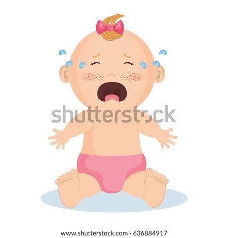 Cutout Vector Cartoon Naked Baby Sitting Stock Vector Shutterstock