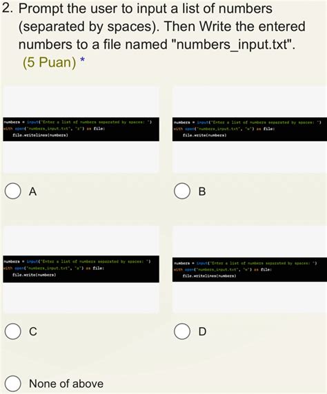 Video Solution Prompt The User To Input A List Of Numbers Separated