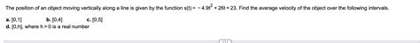 solved the position of an object moving vertically along a