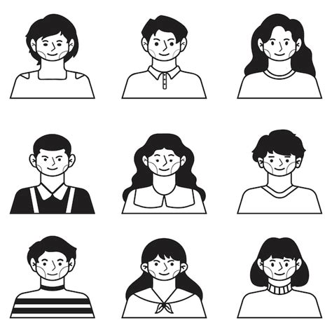 아바타 일러스트레이션 세트 프리미엄 벡터