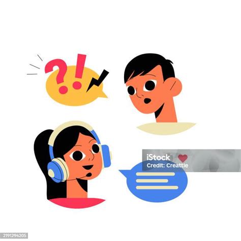 말풍선과의 고객 상호 작용은 통신 쿼리 및 응답을 상징하는 평면 벡터 일러스트 레이 션으로 흰색 배경에 고립되어 있습니다 It 지원에 대한 스톡 벡터 아트 및 기타 이미지