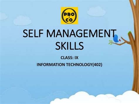 Self Management Skills Class 10 Ppt