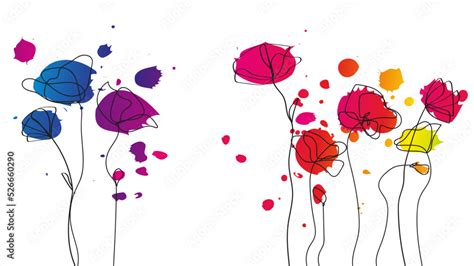 Kolorowe Maki Rysunek Wektorowy Stock Vector Adobe Stock