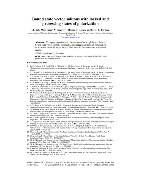 Pdf Bound State Vector Solitons With Locked And Precessing States Of