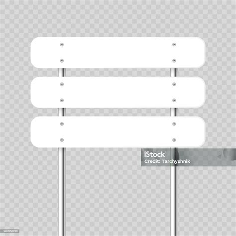 도로 교통 표지판 크롬 금속 기둥에 고속도로 간판 텍스트를위한 장소가있는 빈 화이트 보드 방향 표지판 및 웨이 파인더 정보 기호 모형입니다 벡터 일러스트레이션 0명에 대한