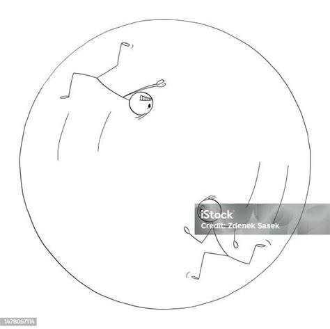 원에서 희생자를 쫓는 화난 사람 벡터 만화 스틱 그림 그림 가공의 인물에 대한 스톡 벡터 아트 및 기타 이미지 가공의 인물