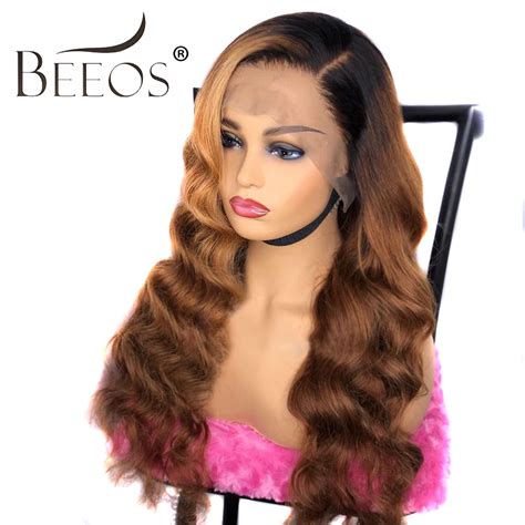 1b 30 Color Honey Blonde Lace Front Wig Brazilian Body Wave Remy Ombre