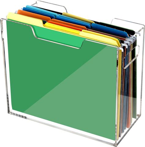 Acrylic File Organizer Box Hanging File Folder Organizer With Handles Portable
