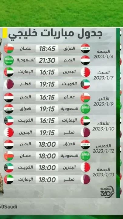 جدول جميع مواعيد مبارات كاس الخليج 25 Youtube