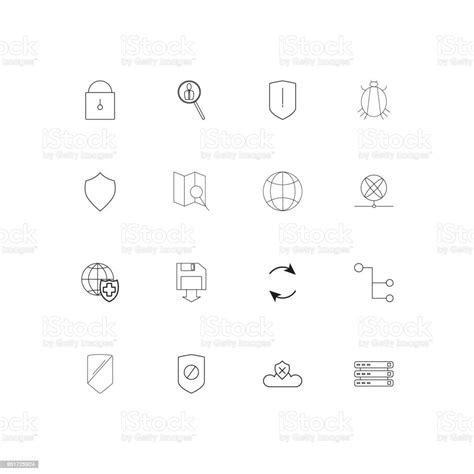 인터넷 보안 간단한 선형 아이콘 설정합니다 개요 벡터 아이콘 디자인에 대한 스톡 벡터 아트 및 기타 이미지 디자인 방패 벡터 Istock