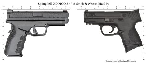 Springfield Xd Mod3 4 Vs Smith And Wesson Mandp 9c Size Comparison