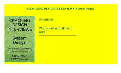 Cracking Design Interviews System Design Pdfbook Ppt