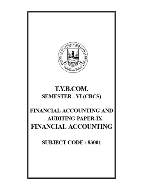 Tybcom Sem Vi Financial Accounting And Auditing Paper Ix Financial Accounting Pdf