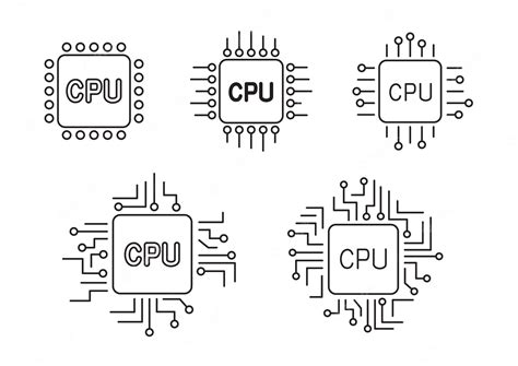 Premium Vector Cpu Computer Outline Chip Sign Icon Set