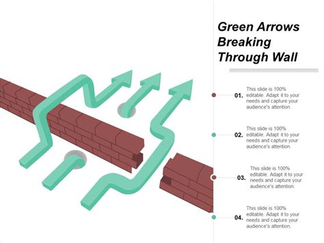 Green Arrows Breaking Through Wall Ppt PowerPoint Presentation Infographics Ideas