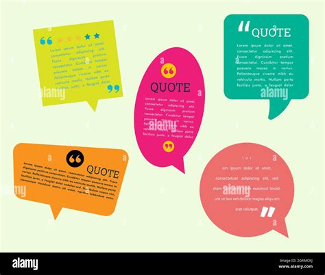 Set Of Colorful Quote Frames Speech Bubbles With Quotation Marks Blog Post Template Set