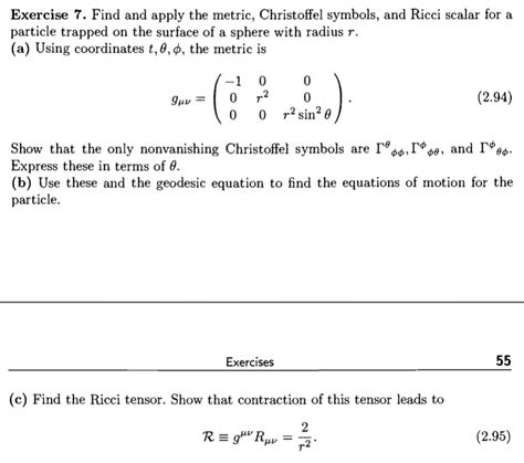 Solved Exercise 7 Find And Apply The Metric Christoffel