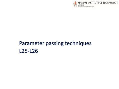 l25 l26 parameter passing techniques pptx programming languages