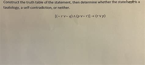 Solved Construct The Truth Table Of The Statement Then
