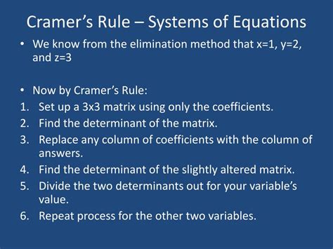 PPT Cramers Rule For Matrices PowerPoint Presentation Free Download ID