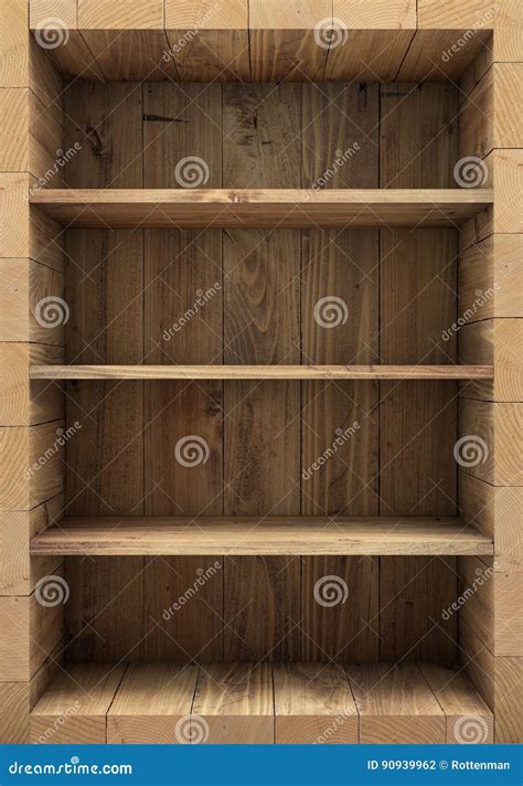 Blank Wooden Bookshelf 3d Rendering Stock Illustration Illustration