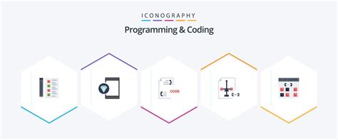 programming and coding 25 flat icon pack including development coding
