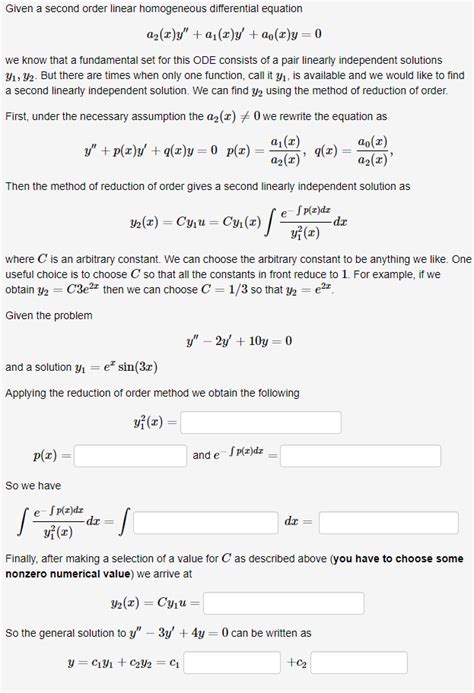 Solved Given A Second Order Linear Homogeneous Differential