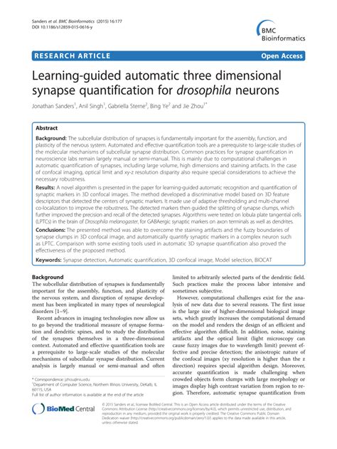 Pdf Learning Guided Automatic Three Dimensional Synapse Quantification For Drosophila Neurons