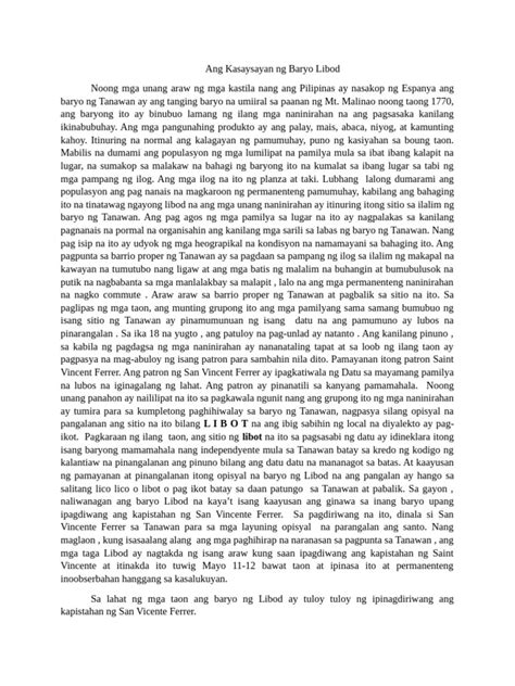 History Ng Baryo Libod Pdf