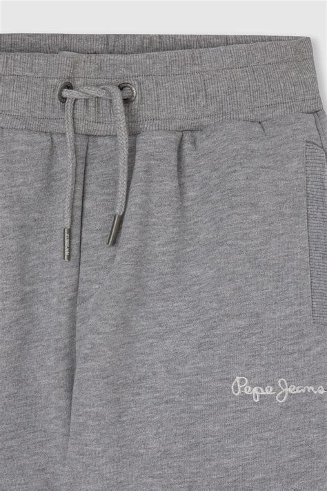 Pepe Jeans London, Спортен панталон с връзка и лого, Сив меланж, 140 CM ...