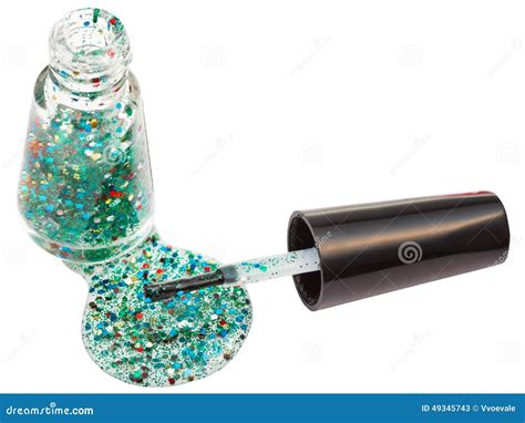 Bottle With Spilled Glitter Nail Polish Isolated Stock Image Image Of