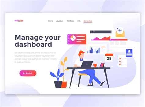 Premium Vector Landing Page Template Of Manage Your Dashboard