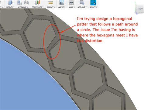 Solved Hexagons Following Circular Path Issue Autodesk Community