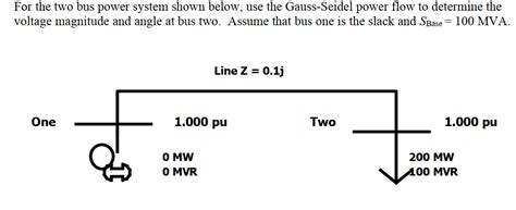 Solved For The Two Bus Power System Shown Below Use The Chegg Com