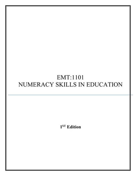Numeracy Skills In Educationpdf