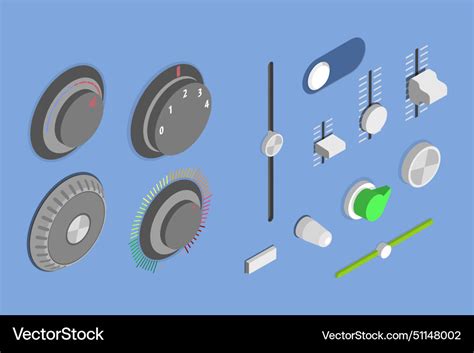 3d Isometric Flat Set Of Audio Mixer Dials Vector Image