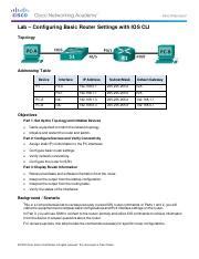 Lab 3 Configuring Basic Router Settings With IOS CLI PT Pdf Lab