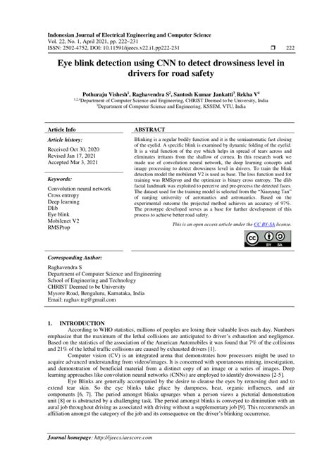 Pdf Eye Blink Detection Using Cnn To Detect Drowsiness Level In Drivers For Road Safety