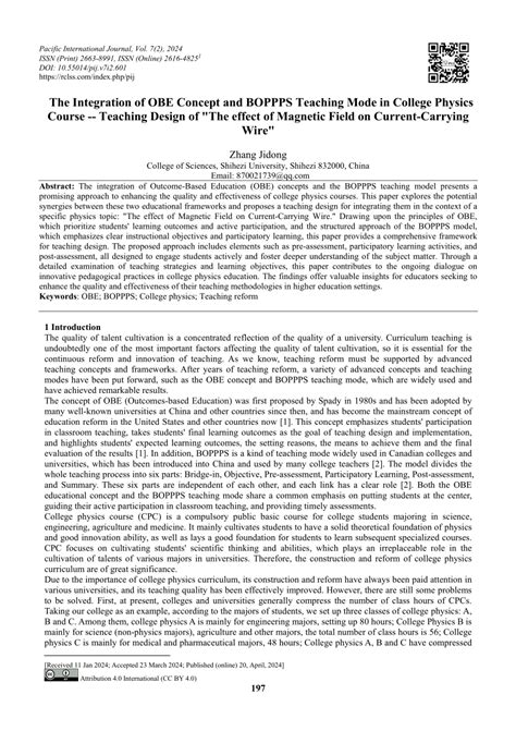 Pdf The Integration Of Obe Concept And Boppps Teaching Mode In