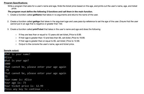 Solved Program Specifications Write A Program That Asks For Chegg Com