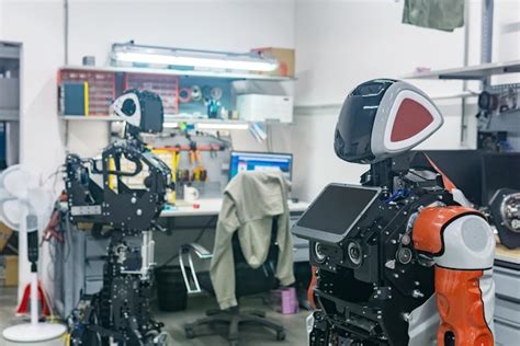 Premium Photo Humanoid Robots In The Process Of Assembly And