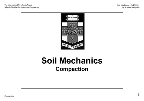 Compaction Handouts The University Of New South Wales Babe Of Civil Environmental Studocu