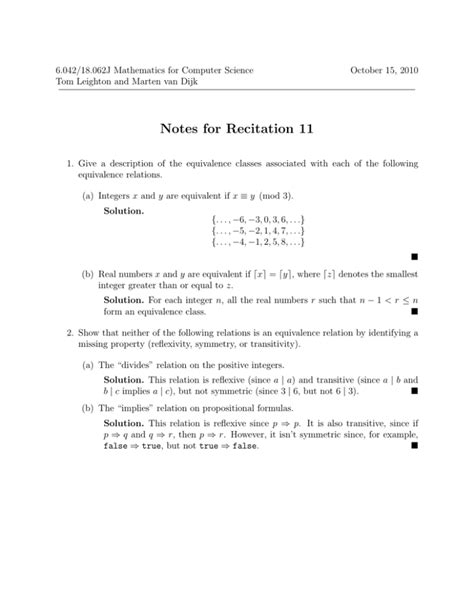 Notes For Recitation 11