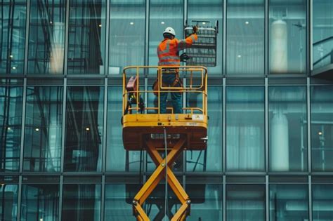 Elevating Productivity Boom Lifts In Action Premium Ai Generated Image