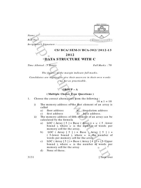 bca 302 pdf pdf array data structure pointer computer programming