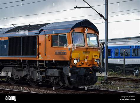 A Gbrf Class 66 Idles At Doncaster Waiting On The Green Signal To