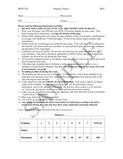 124 Exam 1 MTH 124 Practice Exam 1 MLC Name Please Print PID Section Please Read The Following