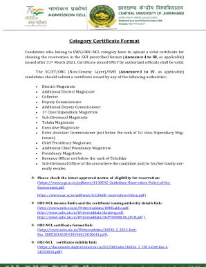 Fillable Online OBC For CUET How To Get OBC NCL Certificate For YouTube Fax Email Print