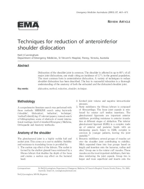 Pdf Techniques For Reduction Of Anteroinferior Shoulder Dislocation