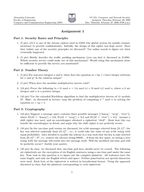Assignment 1 Part 1 Security Basics And Principles Pdf Cryptography Encryption